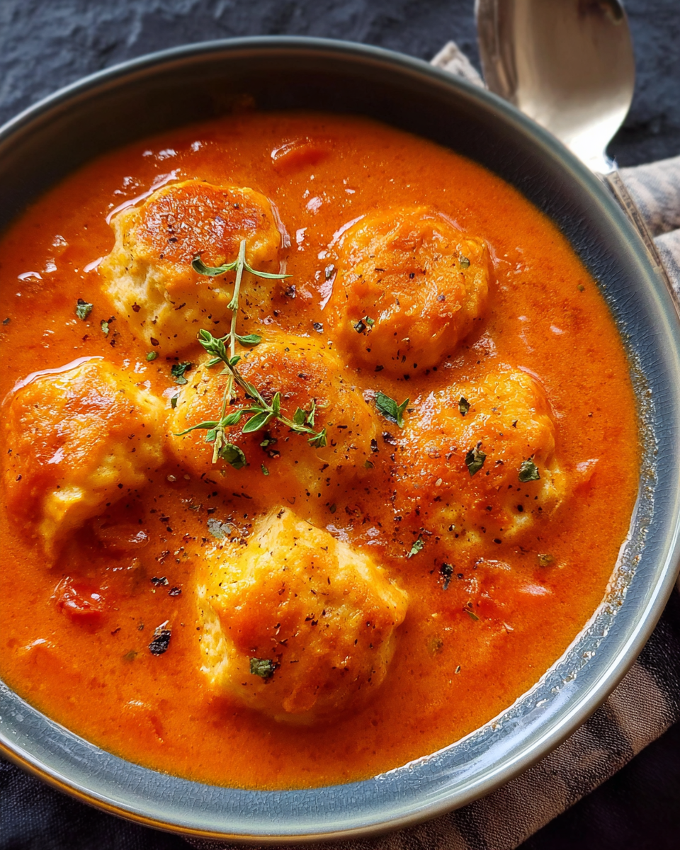 Cheese Dumpling Tomato Soup | Cozy, Easy Comfort